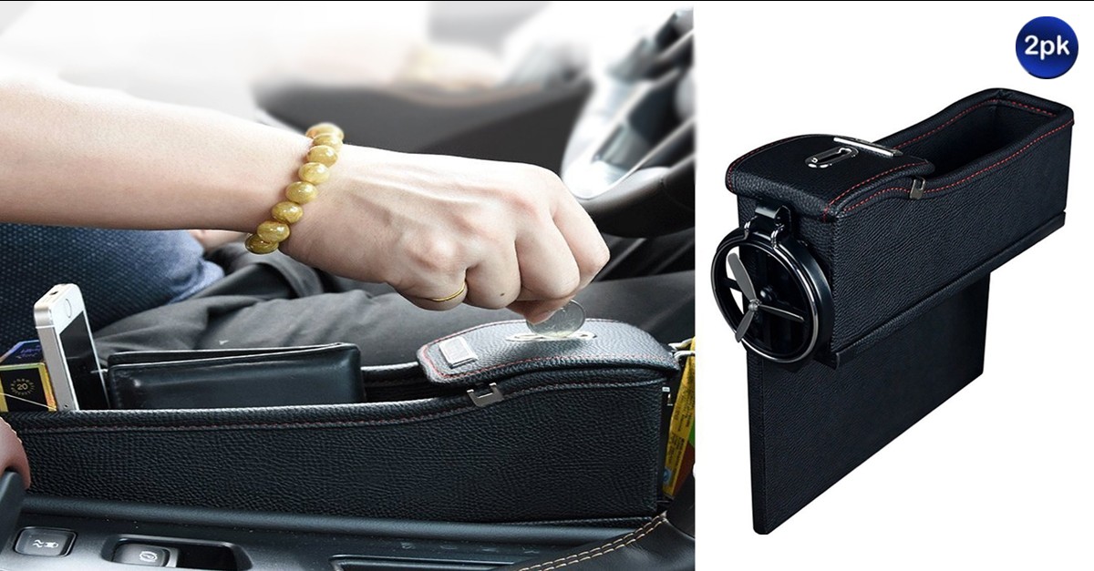1 or 2 Pack: Leather Console Side Pocket Organizer Set