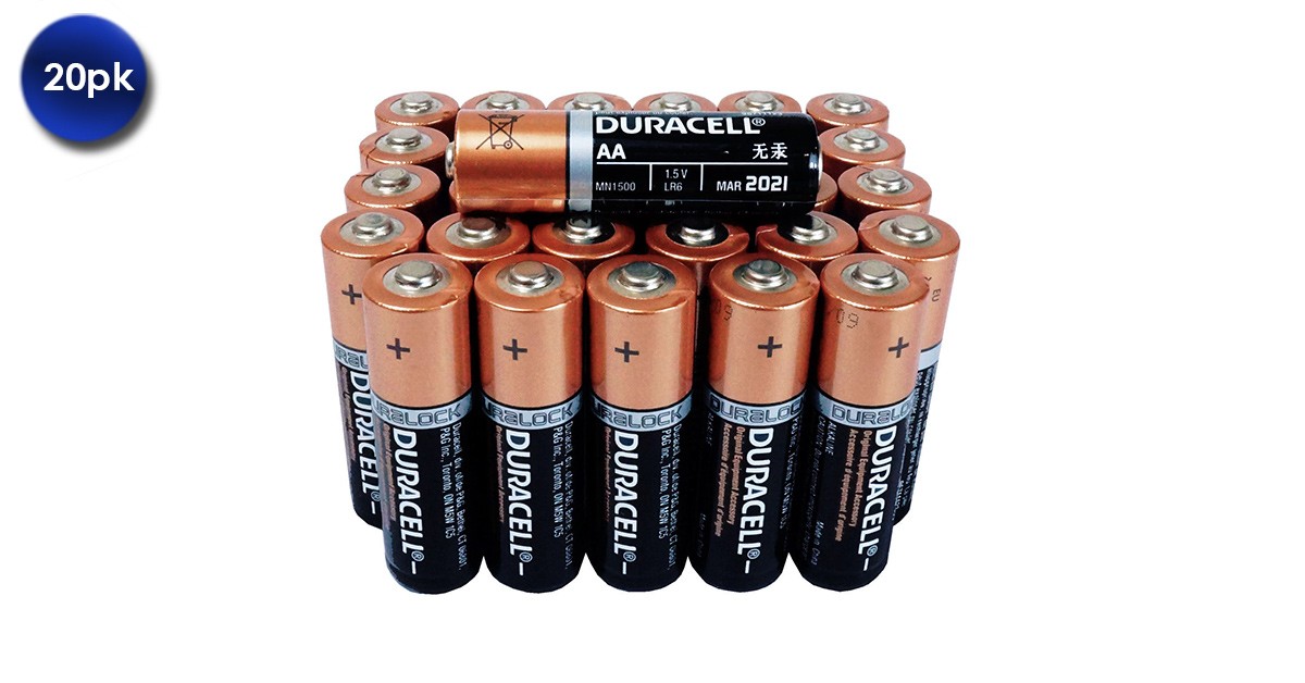 20 Pack: Duracell Duralock Copper Top Alkaline AAA or AA Batteries