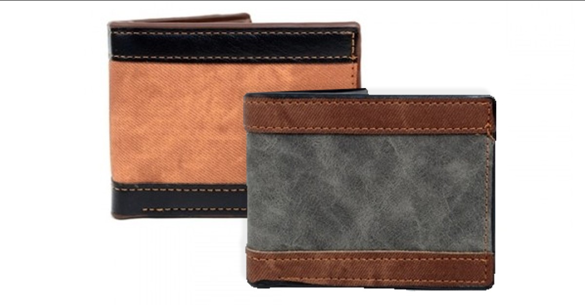 Bi-Fold Leather Striped Wallet - 2 Colors