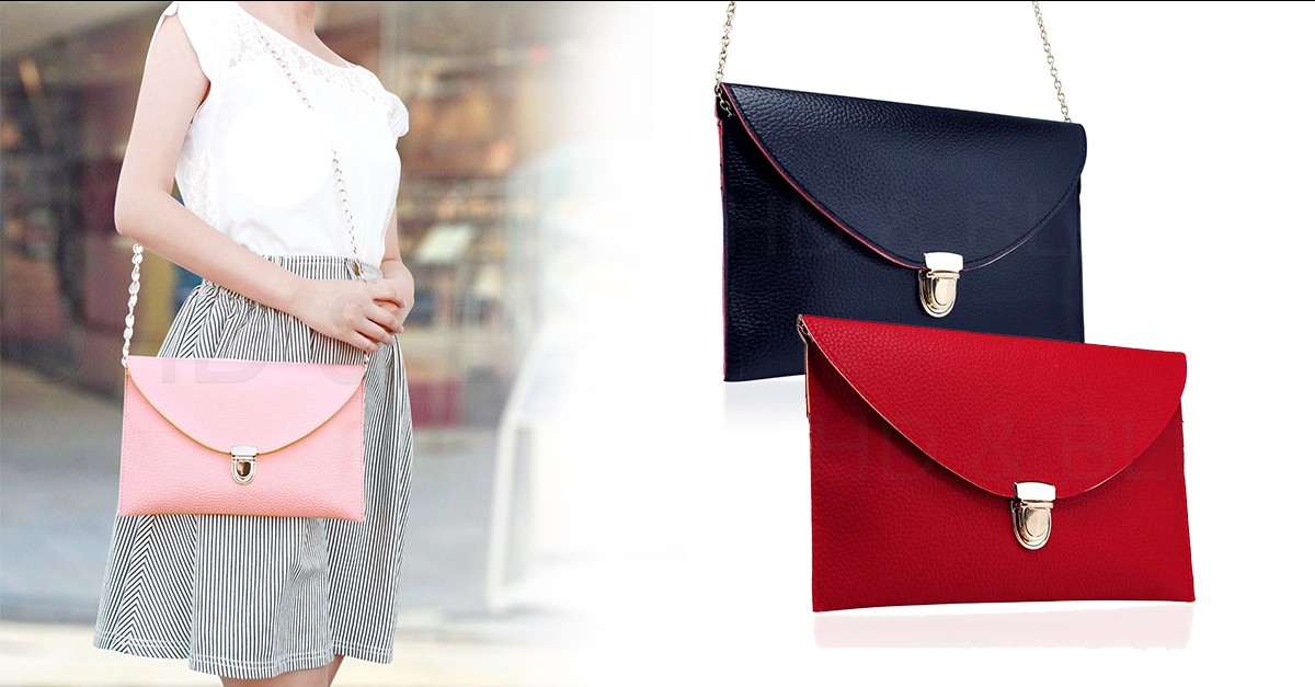 Synthetic Leather Envelope Clutch-Style Purse - 6 Colors