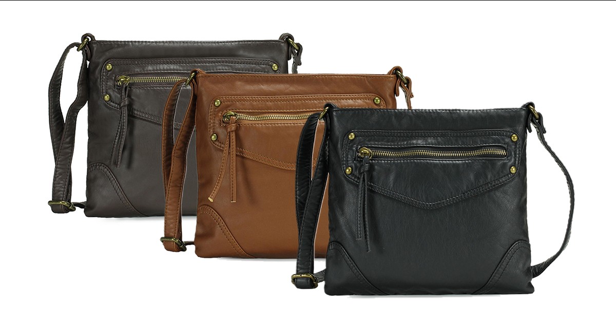 Scarleton Trendy Multi Accent Zippers Crossbody Bag - 3 Colors