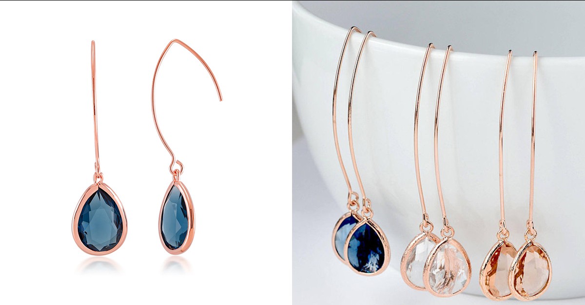 Genuine Crystal Drop Pear shaped Earrings - 3 Colors