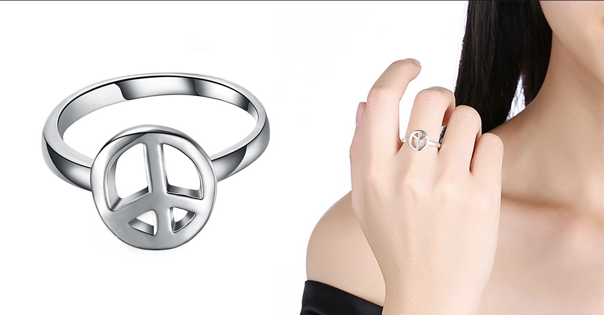 World Peace Ring in 18K White Gold - 6 Sizes