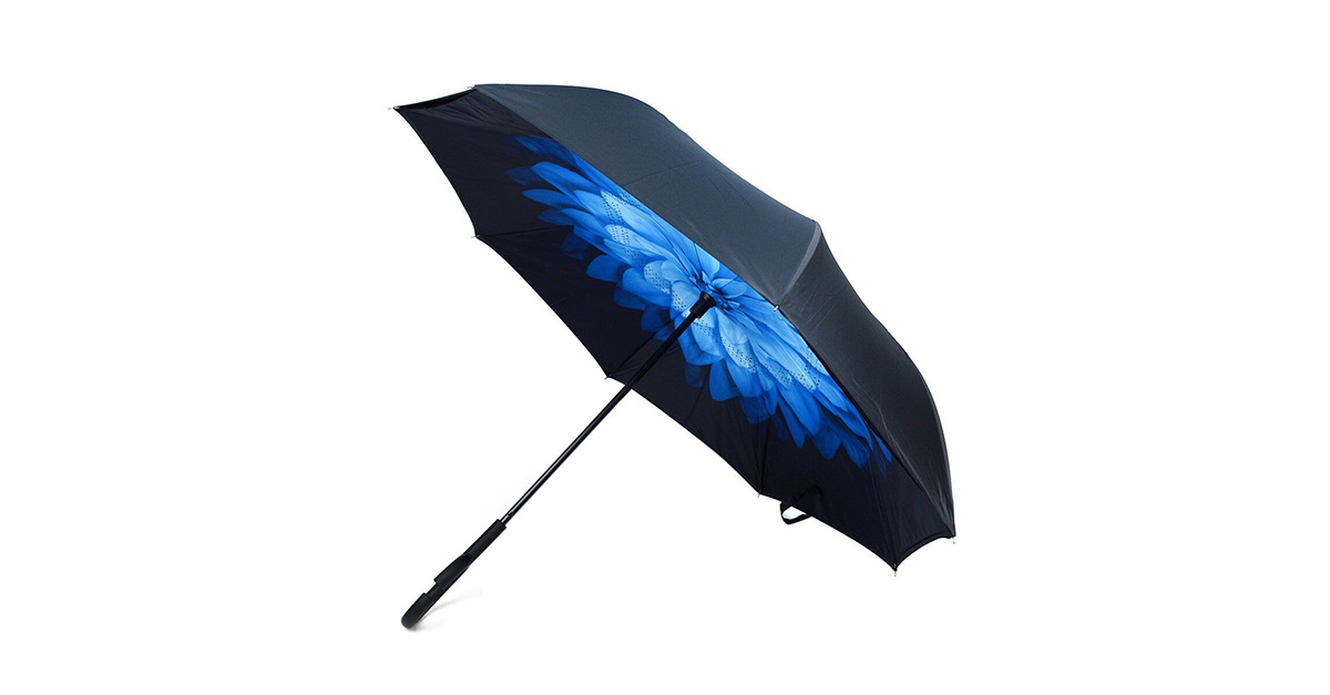Blue Flower Double Layer Inverted Umbrella