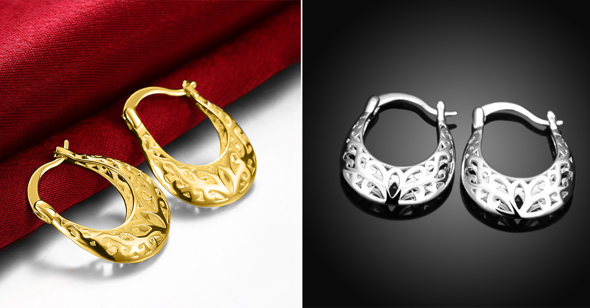 French Lock Hoops Filigree Leaf - 3 Styles