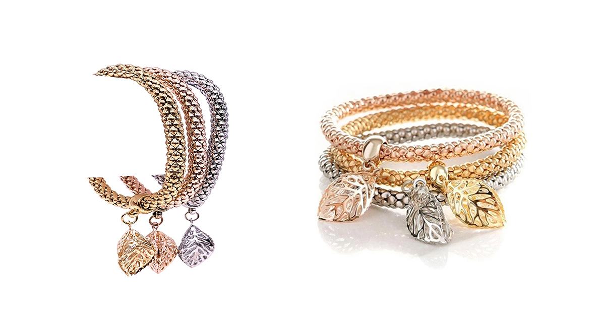 Set of 3: Fall Leaves Charm Bracelet