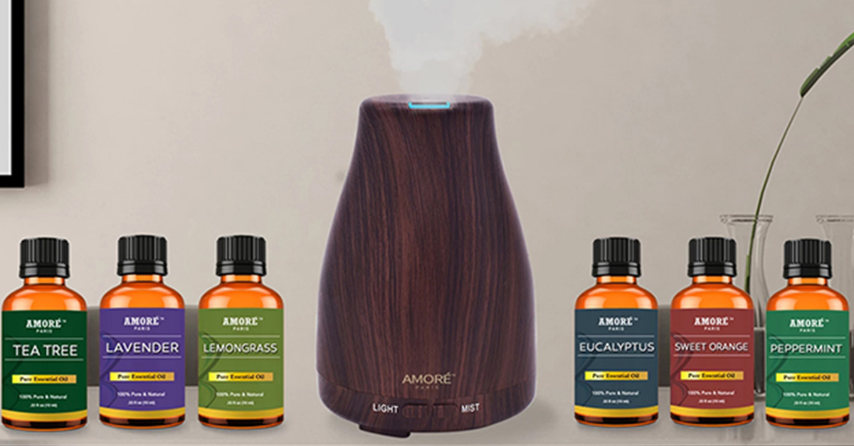 Cool Mist Aromatherapy Diffuser with 6 Essential Oils