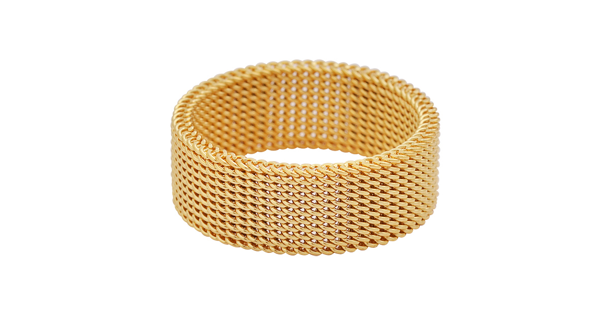 Men's Stainless Steel Gold Mesh Ring