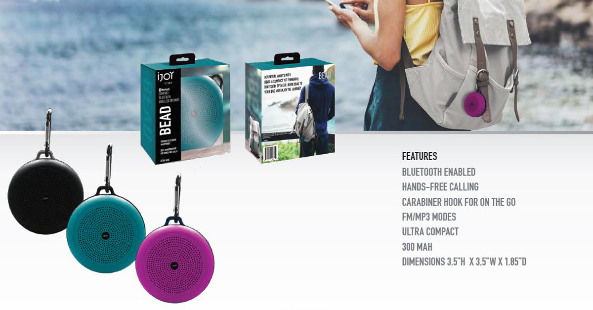 Bead Bluetooth Speaker with Hook - 3 Colors