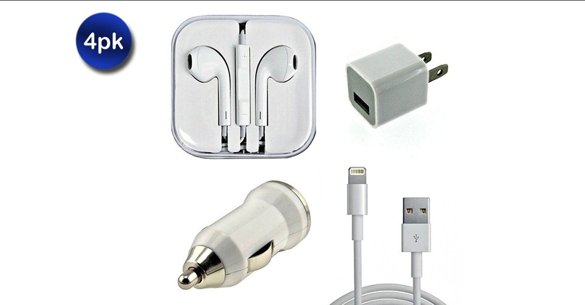 4 Piece Set: iPhone and Samsung Accessory Bundle Set