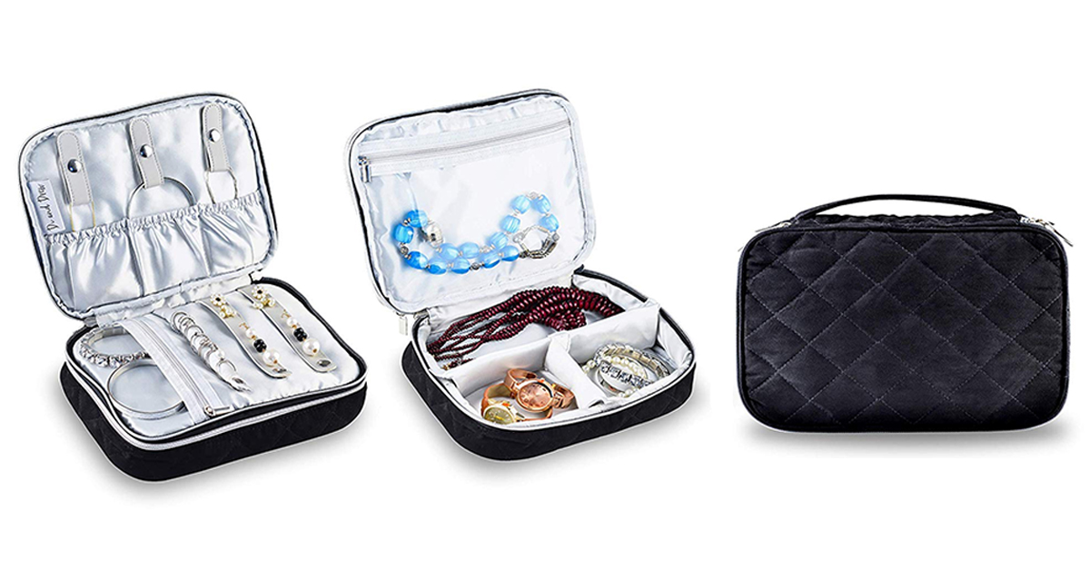 Quilted Velvet Premium Large Travel Jewelry Organizer Case