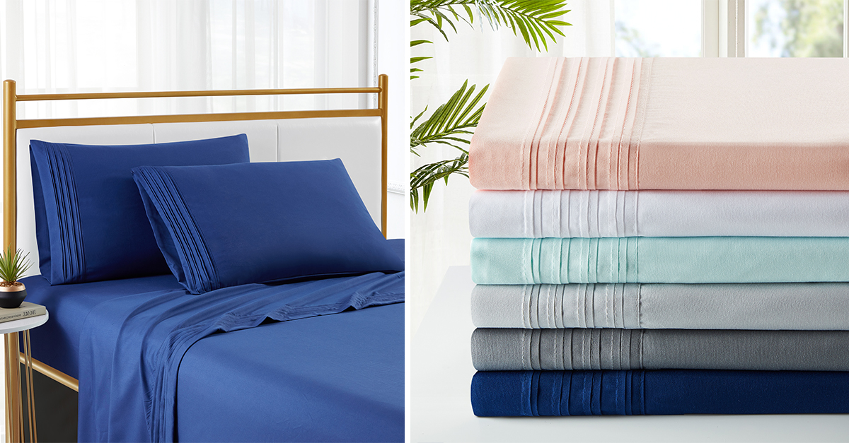 4 Piece: Hotel Collection Premium Microfiber Deep Pocket Pleated Sheet ...