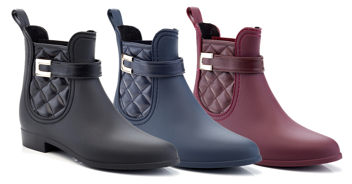 Women's Classic Quilted Design Rain Boots by Henry Ferrera - 3 Colors