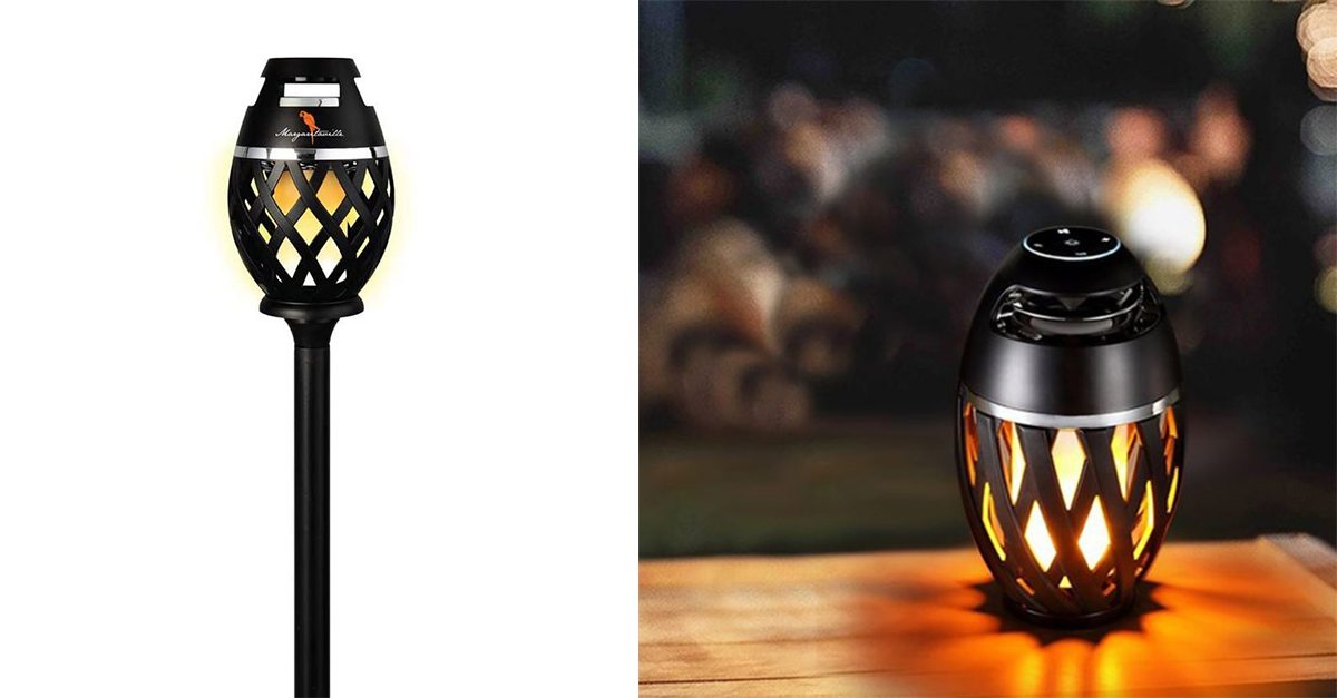 2 Pack: Tiki LED Flame Bluetooth Speakers with Poles