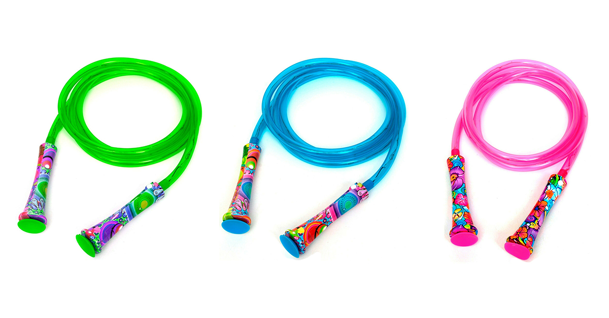 Goofy Foot Light-Up LED 7 ft Jump Rope with Suction Cup Handles for Kids