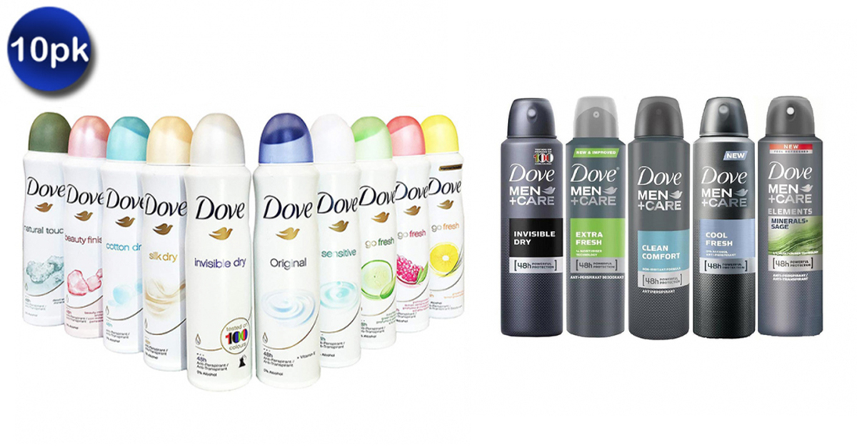 10 Pack: Dove Antiperspirant Spray - 2 Options