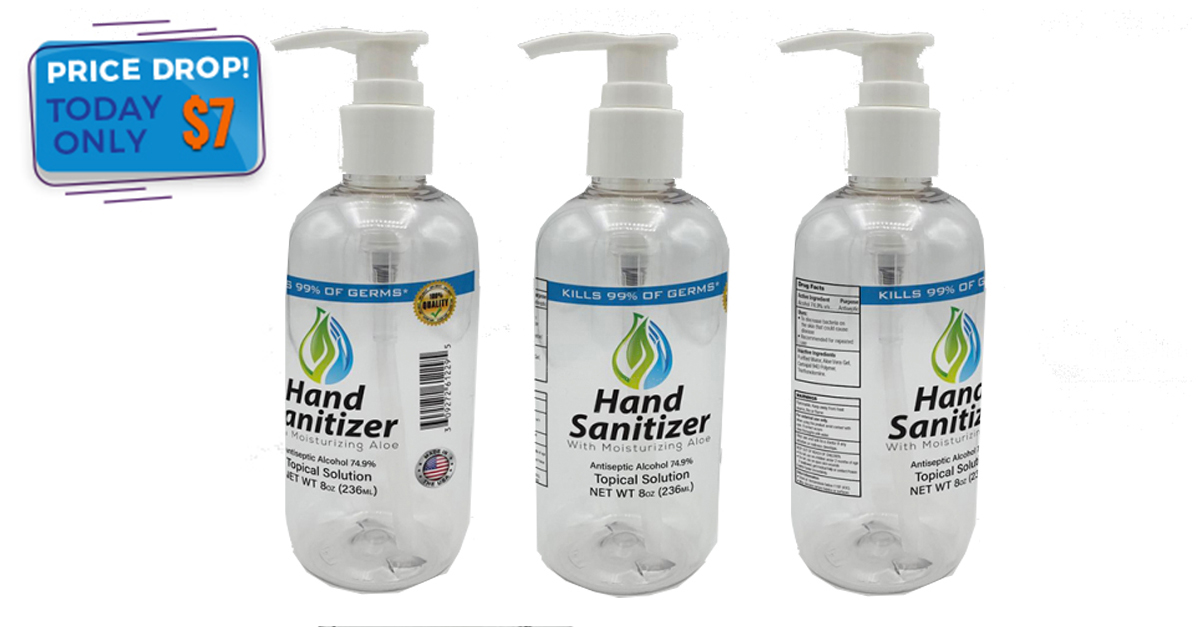 1 or 2 Pack: Hand Sanitizer with Moisturizing Aloe - 8 Oz
