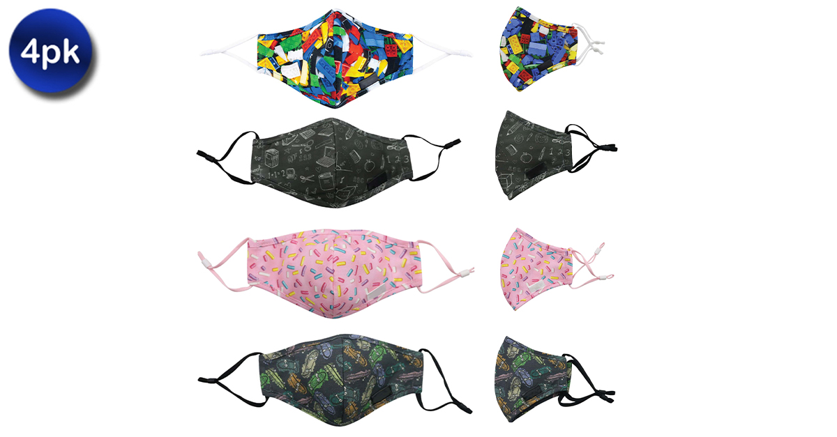 4 Pack: Kids School Masks