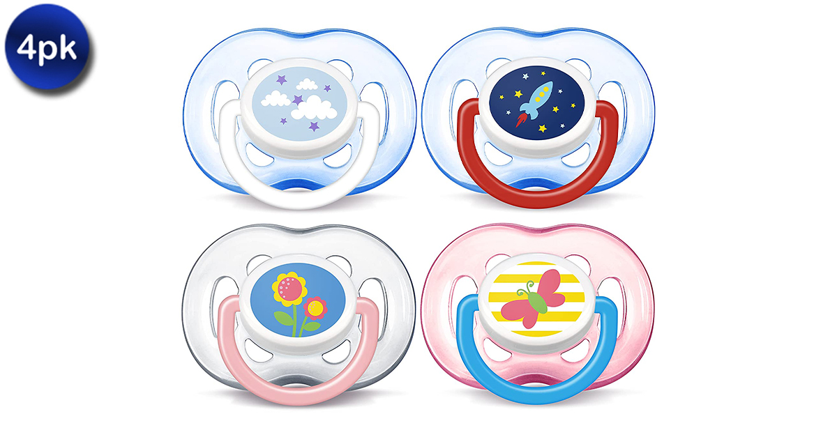 4 Pack: Philips Avent Freeflow Pacifier for 18+ Months - 2 Colors