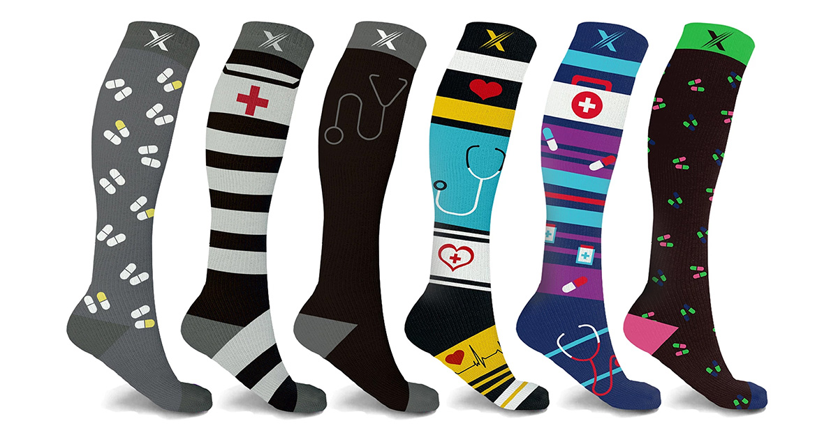 3 Pairs: Medical Print Knee-High Compression Socks