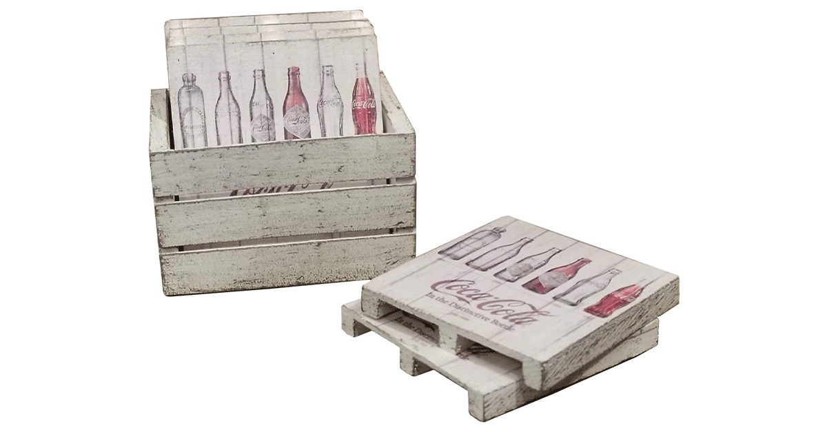 Coca-Cola Contour Evoluton Bottle 6 Piece Pallet Coaster Set