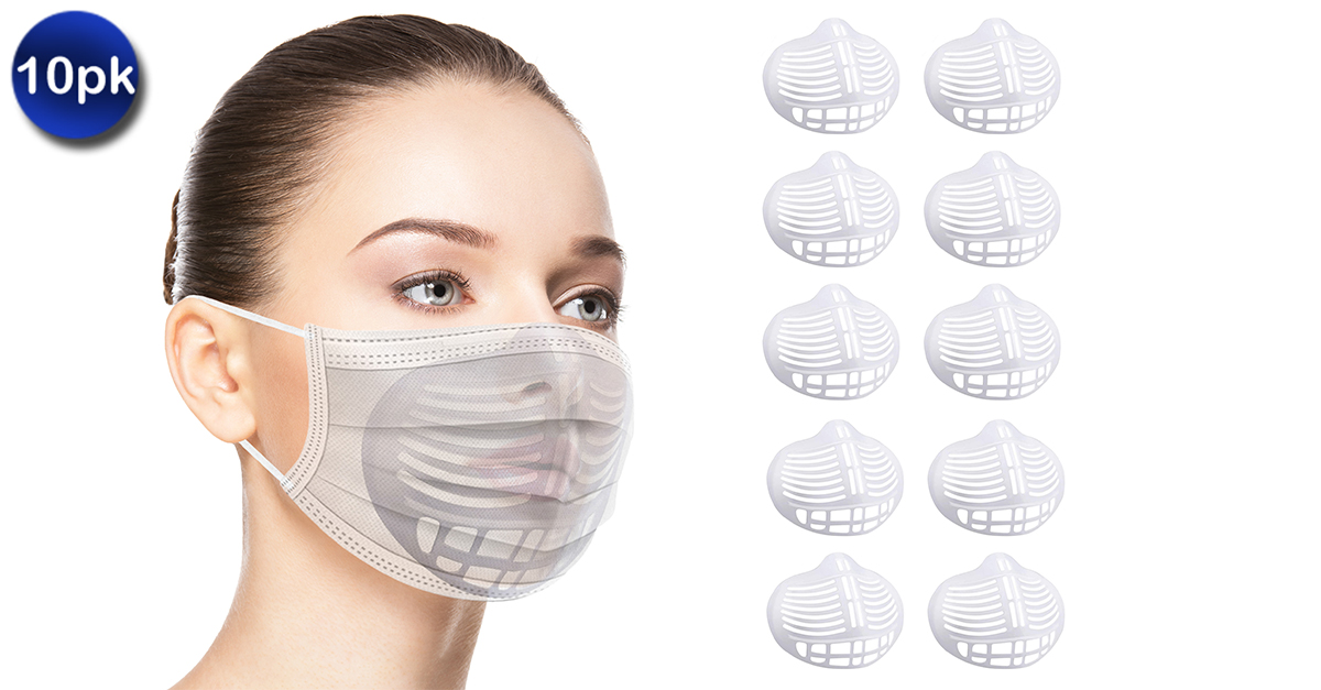 10 Pack: 3D Face Mask Bracket Support Frame for Comfortable Breathing Space