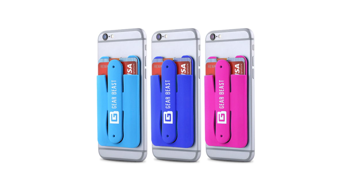 3 Pack: Stick On Cell Phone Card Pocket and Wallet - 3 Colors