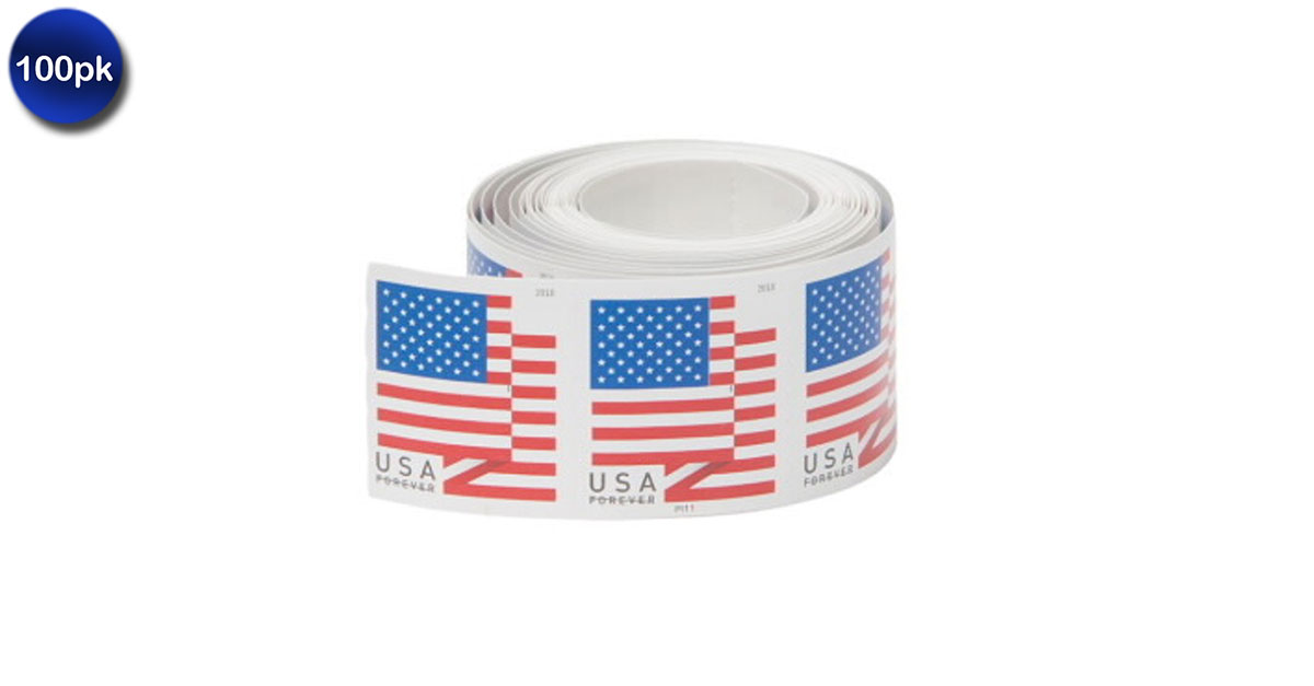 100 Pack: USPS Forever Stamps - 2018 U.S. Flag