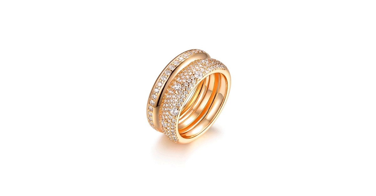 18K Gold Plated Double Row Setting Ring