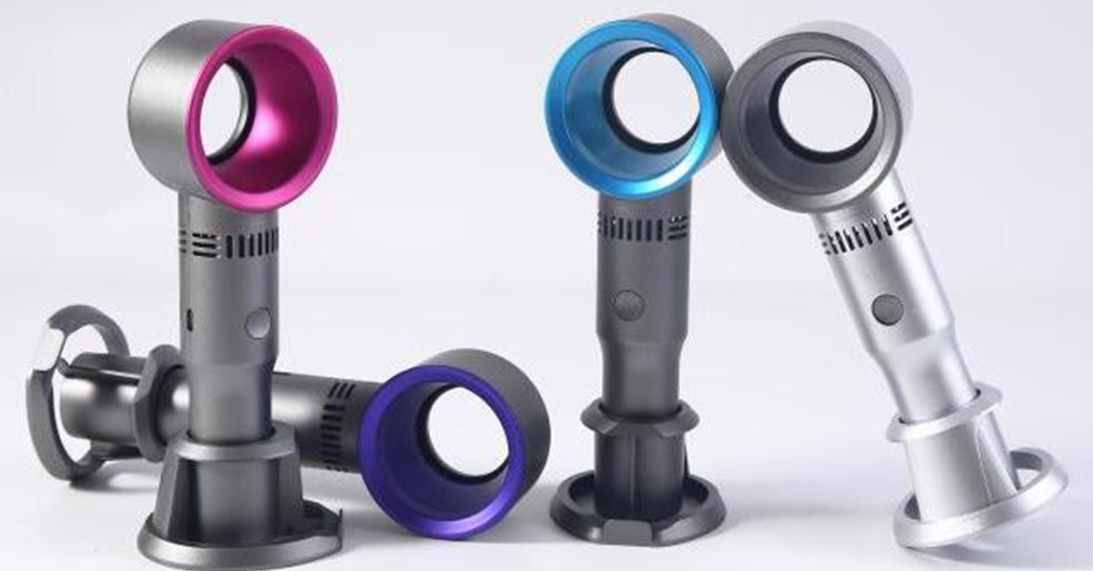 Blade-Less Mini Fan with USB Port and Built-In Battery