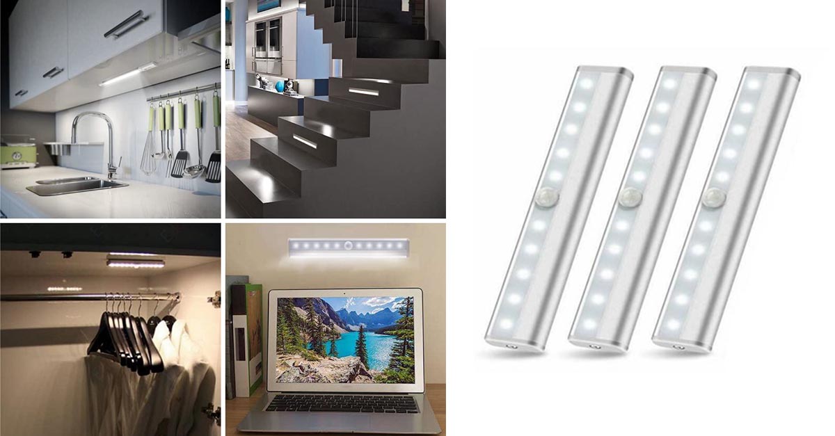3 Pack: Motion Activated Wireless LED Light Bar