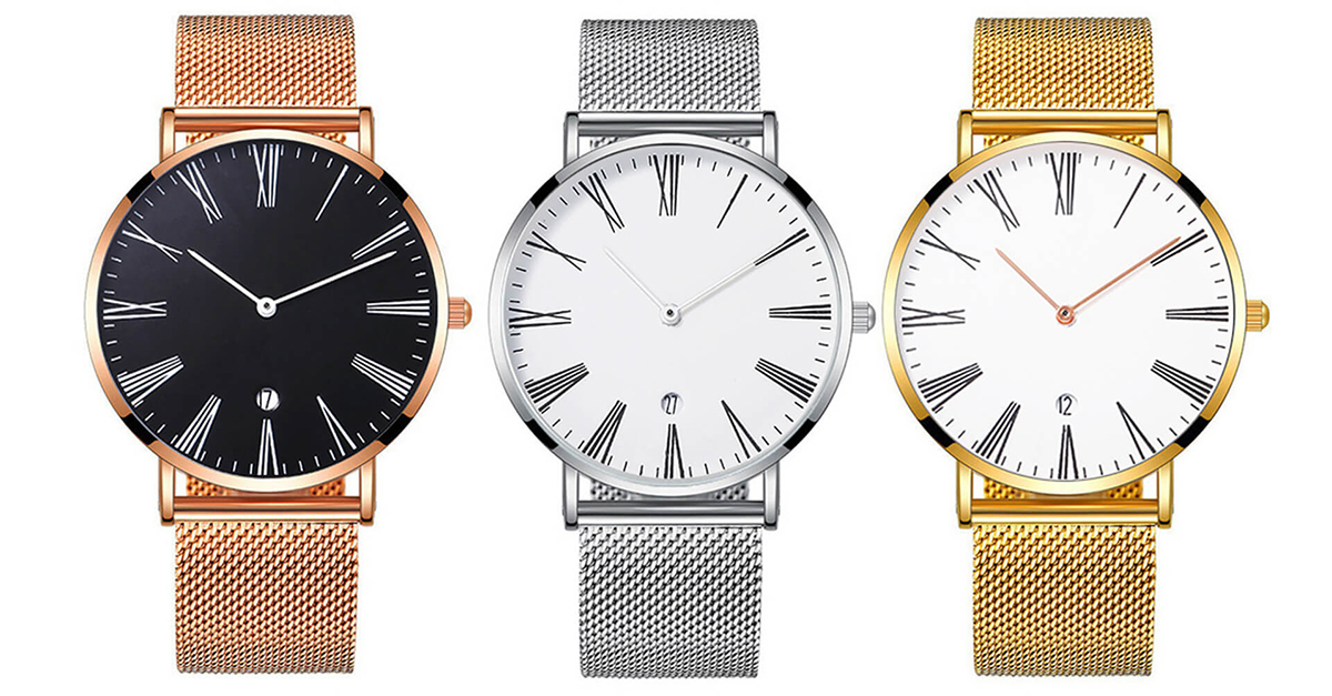 Mesh Toned Roman Numeral Unisex Watch - 4 Options