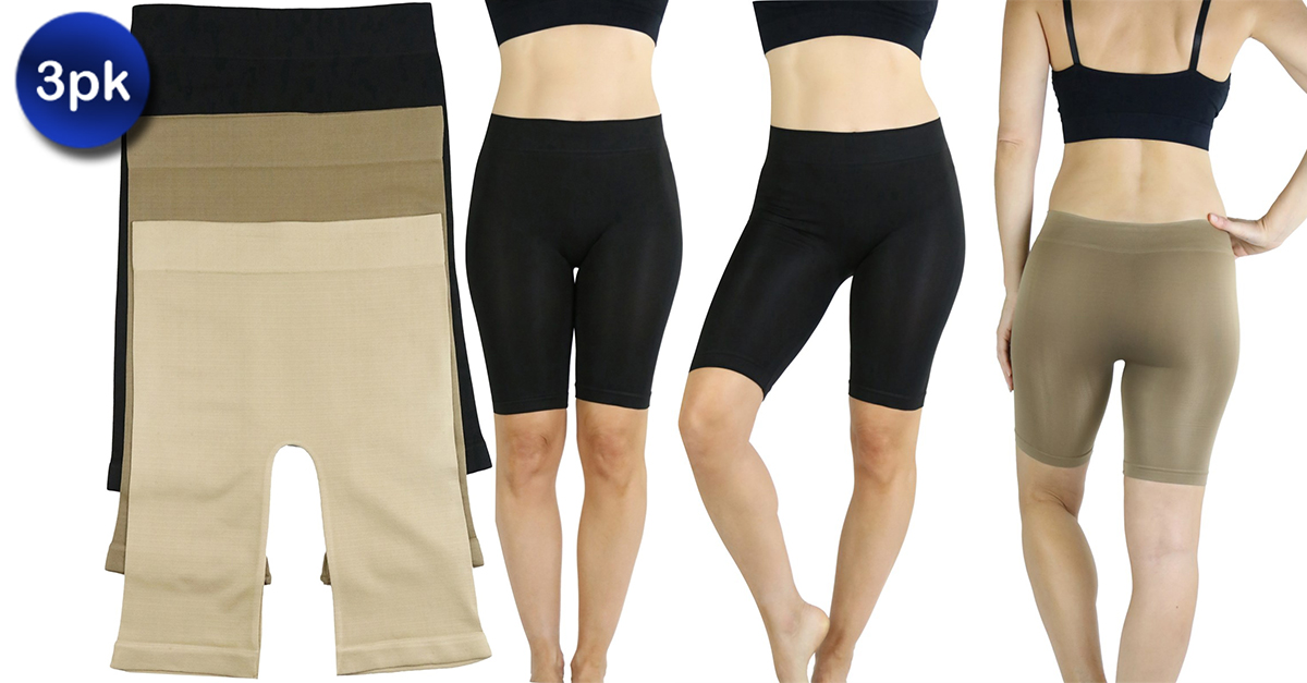 3 Pack: Women's Layering Seamless Microfiber Shorts - 2 Options