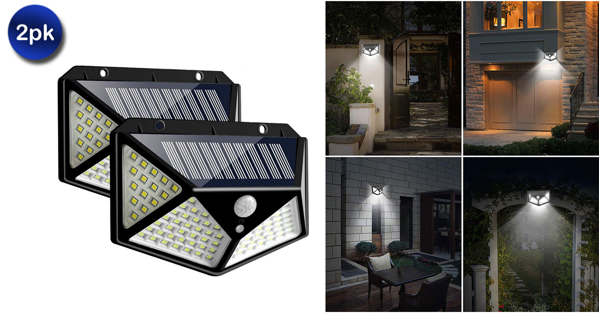 2 Pack: Solar LED Motion Activated Wall Mountable Outdoor Light