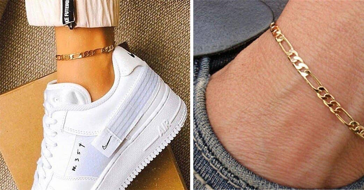 14K Figaro Link Anklet Bracelet - 2 Styles