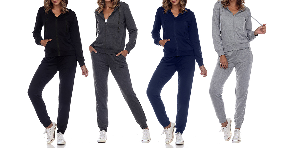 2 Piece: Women's Jersey-Knit Hoodie & Jogger Set - 4 Styles