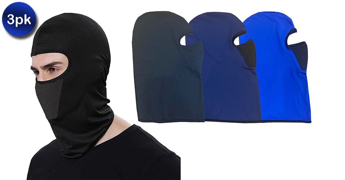 3 Pack: Assorted Full Stretch Balaclava Winter Mask With Vented Nose Panel