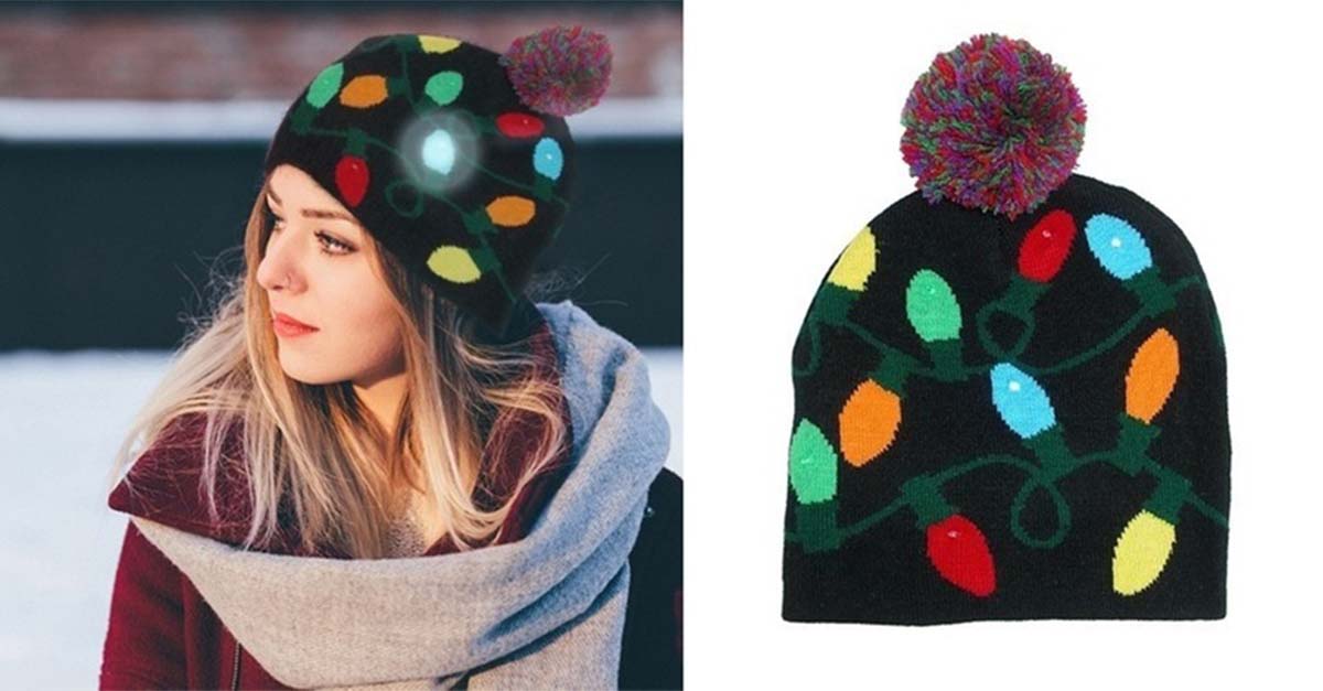 Festive LED Lights Knit Hat