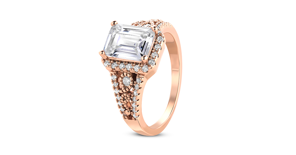 18K Rose Gold Plated Statement Engagement Ring