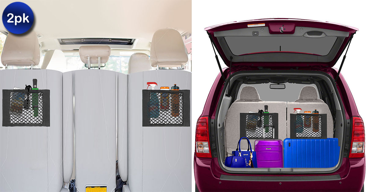 2 Pack: Mesh Cargo Net Wall Sticker Organizer