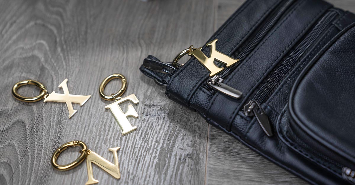 Leather Crossbody Bag with Initial Letter Key Chain - 7 Colors