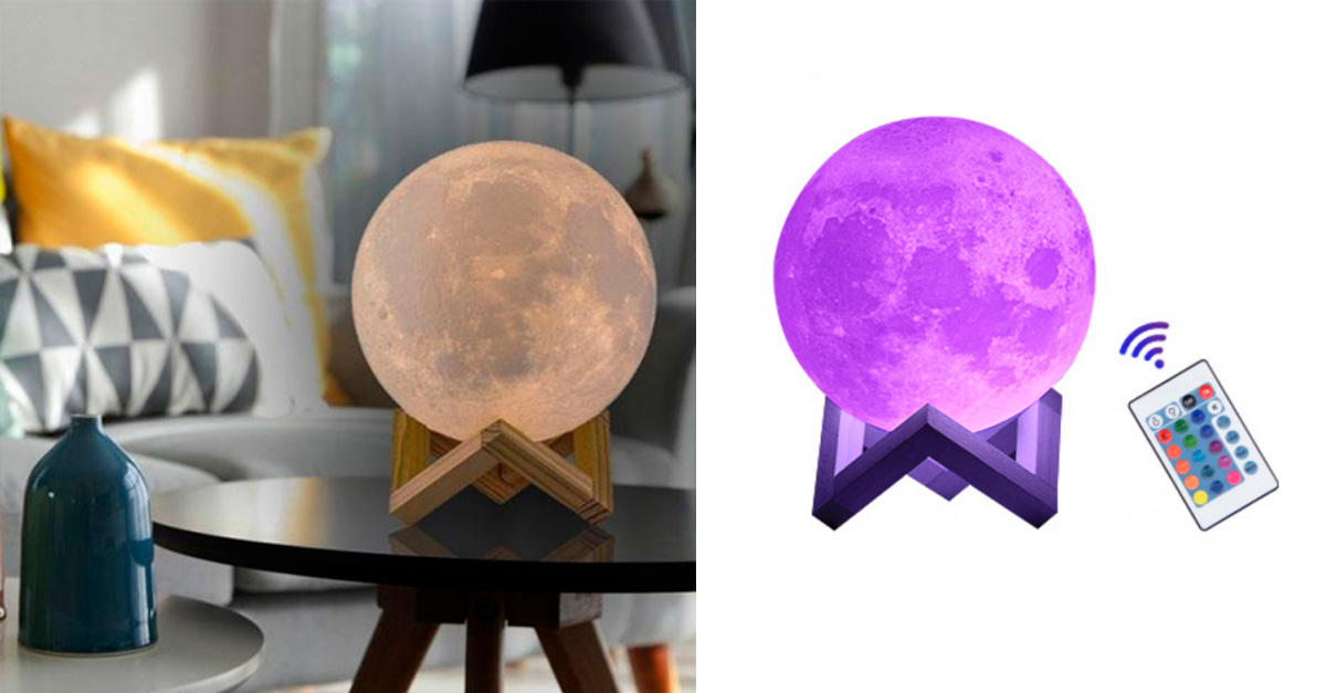 16-Color Moon Lamp with Stand and Wireless Remote