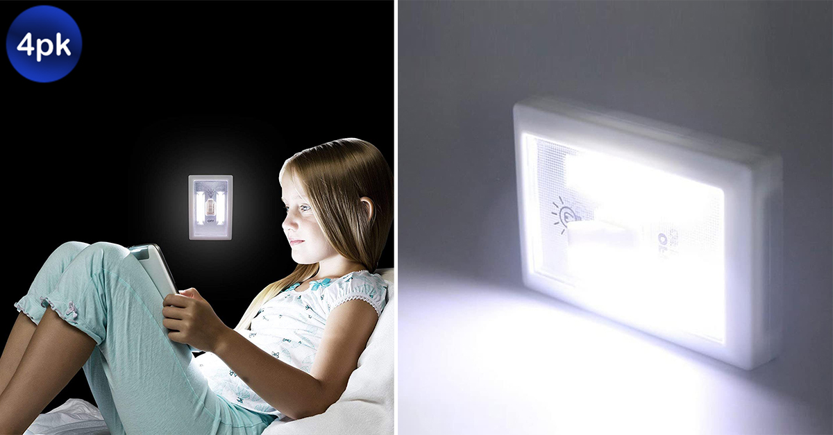 4 Pack: Stick On Wireless LED Light Switch