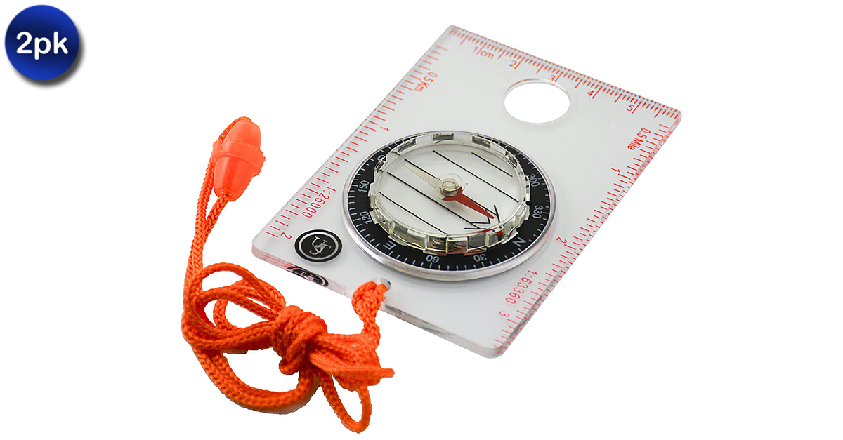 2 Pack: UST Transparent Waypoint Compass with Magnifying Glass
