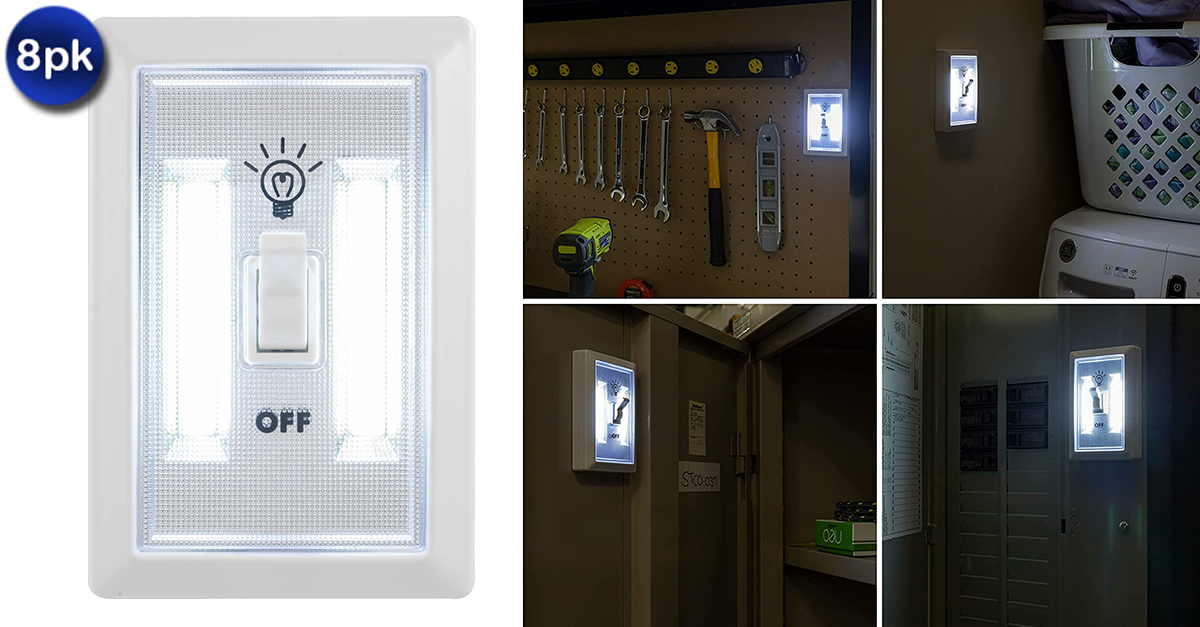 8 Pack: Stick On Wireless LED Light Switch