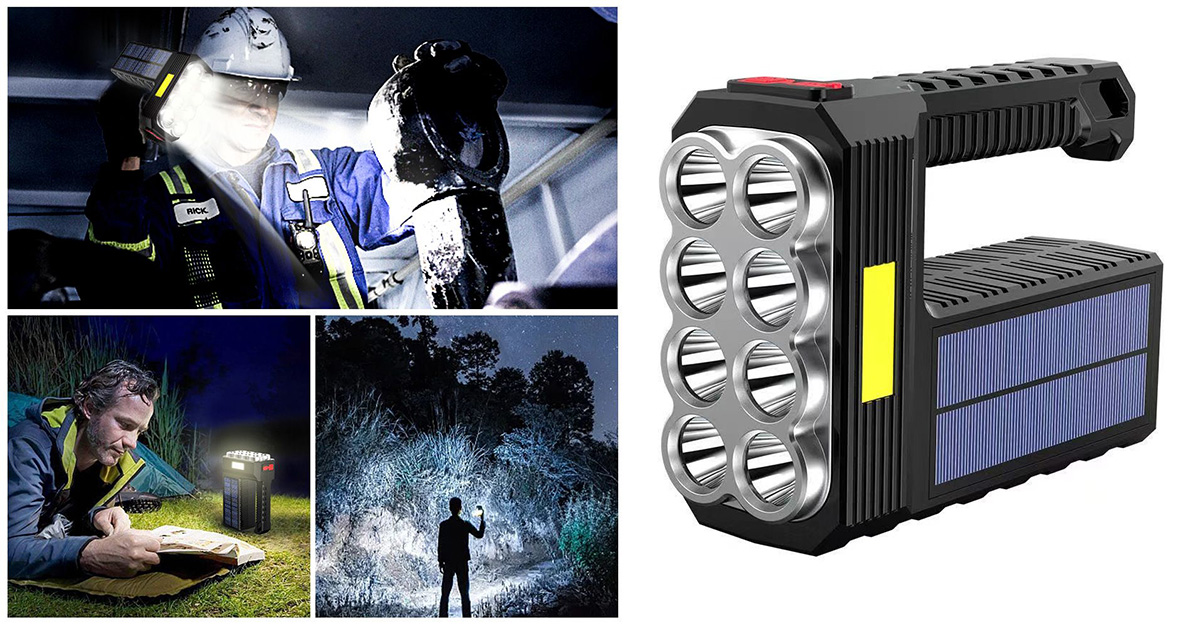 8 LED Solar Rechargeable Flashlight