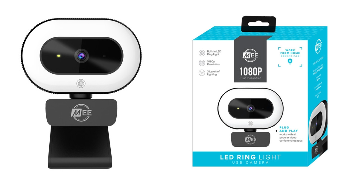 MEE Audio 1080P Live Webcam with LED Ring Light