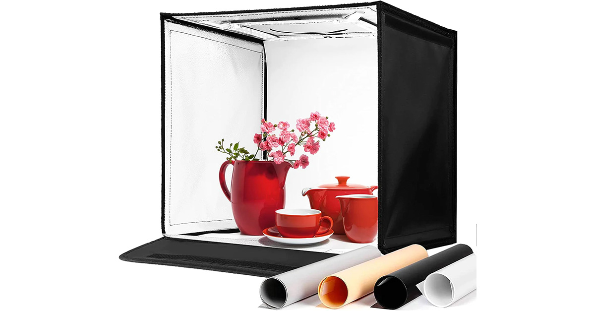 Folding Photo Light Box 16 x 16 inch 4 Backdrops for Photoshoot