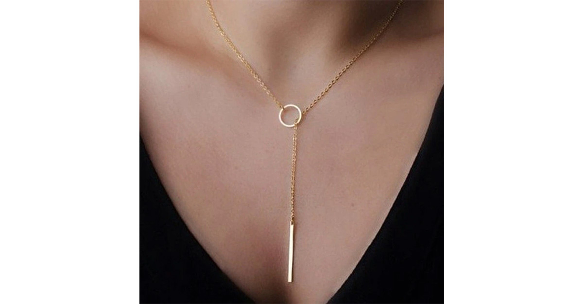Yellow Round Stick Pendant Necklace