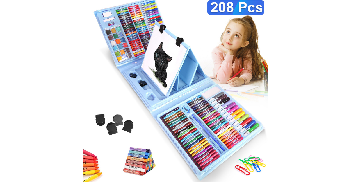 Kids Art Kit 208Pcs Drawing and Painting Supplies Set